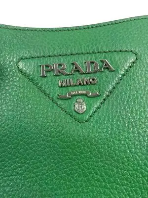 Prada Mini Logo-plaque Leather Shoulder Bag - Green