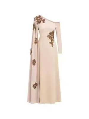 LOODYANA Maxi Embellished Asymmetric-neck Dress
