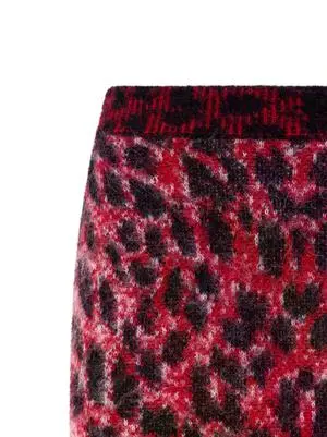 LANEUS Leopard-print Brushed-knit Mini Skirt