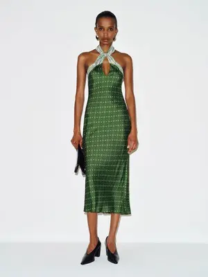 REFORMATION Meli Silk Twill Dress - Green
