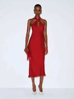 REFORMATION Meli Silk Twill Dress - Red