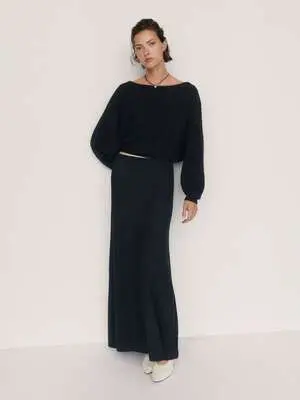 REFORMATION Brianna Cashmere Boatneck Top - Black