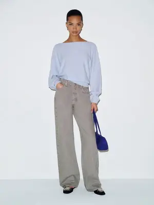 REFORMATION Brianna Cashmere Boatneck Top - Blue