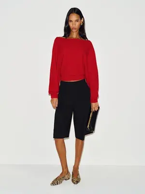 REFORMATION Brianna Cashmere Boatneck Top - Red