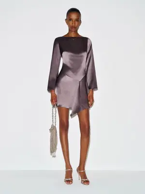 REFORMATION Kline Silk Dress - Grey