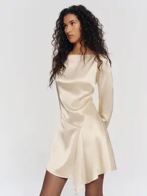 REFORMATION Kline Silk Dress - Ivory