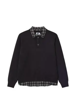 Izzue Layered-effect Polo-collar Sweater