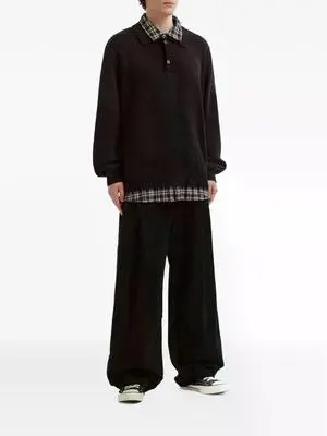 Izzue Layered-effect Polo-collar Sweater