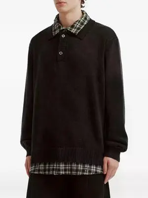 Izzue Layered-effect Polo-collar Sweater