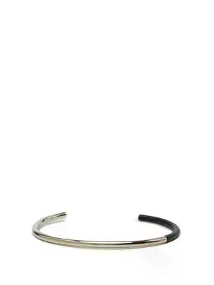 Dior 2000-2026 Palladium Plated And Leather Cuff Bracelet Costume Bracelet - Black