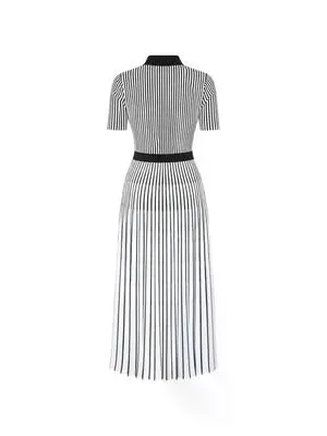 Karl Lagerfeld Pleated Vertical-stripe Midi Dress