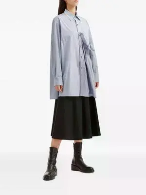 Y’s Striped Pleated Shirt - Blue