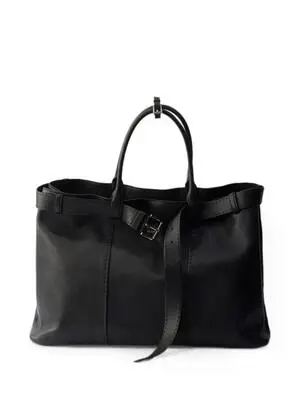 Prada Buckle Antiqued Nappa Leather Bag - Black