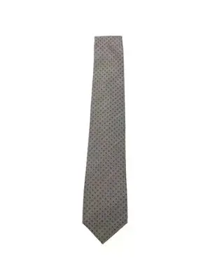 BARBA NAPOLI Micro-pattern Silk Tie - Grey