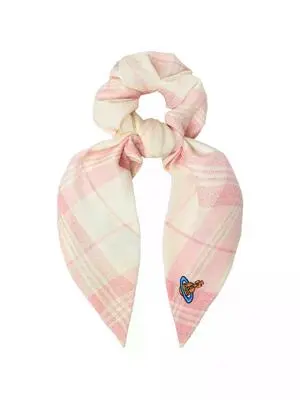 VIVIENNE WESTWOOD Large Check-pattern Orb-patch Scrunchie - Neutrals