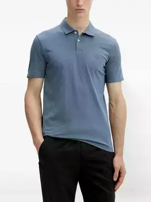 Marc O'polo Logo-embroidered Slub-texture Polo Shirt - Blue