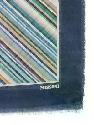 Missoni Diagonal-stripe Fringed Scarf - Blue