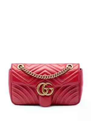 Gucci 2016-2026 Medium Gg Marmont Matelasse Calfskin Shoulder Bag - Red