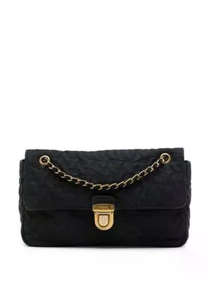 Prada 2010-2026 Impuntu Tessuto Chain Flap Shoulder Bag - Black