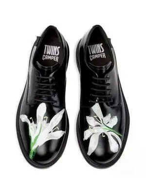 Camper Twins Floral-print Leather Lace-up Shoes