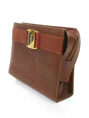 FERRAGAMO Vara Ribbon-detail Mini Leather Clutch Bag