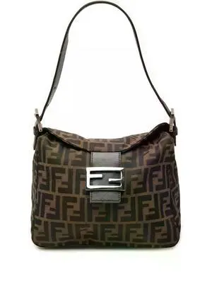 Fendi 1990-2000 Zucca Canvas Double Flap Shoulder Bag