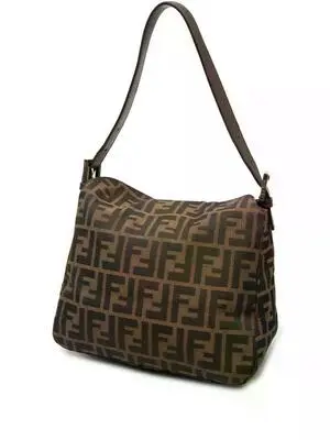 Fendi 1990-2000 Zucca Canvas Double Flap Shoulder Bag