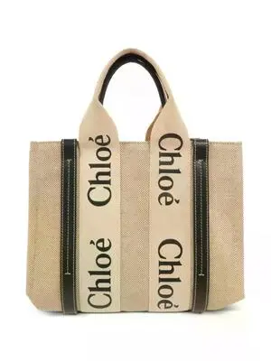 Chloé Small Woody Logo-tape Tote Bag - Brown