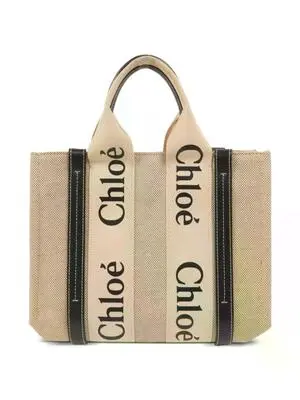 Chloé Small Woody Logo-tape Tote Bag - Brown