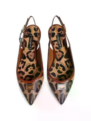 Dolce & Gabbana Leopard-print Slingback Flat Pumps