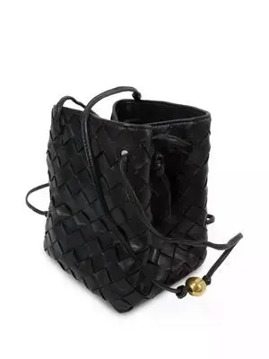 Bottega Veneta Intrecciato Drawstring Bucket Bag - Black