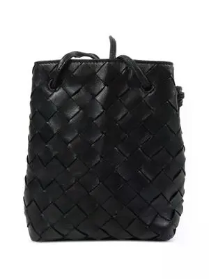 Bottega Veneta Intrecciato Drawstring Bucket Bag - Black