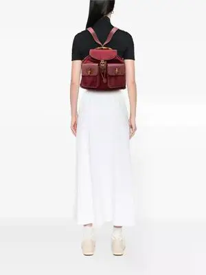 Gucci 20th Century Large Suede Bamboo Drawstring Backpack