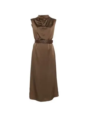 Brunello Cucinelli Belted Midi Dress - Multicolor