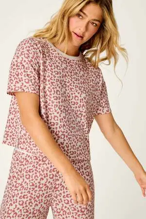 PJ Salvage Boyfriend Boxer Leopard Print Short Sleeve & Pants Pajama Set