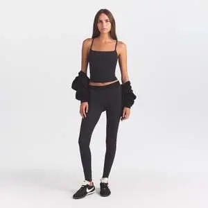 SKIMS Mid Rise Legging | Grey | | Cotton Rib - Soot