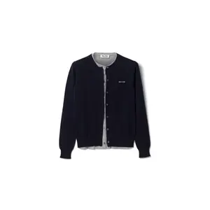 Miu Miu Cashmere And Jersey Cardigan - Navy