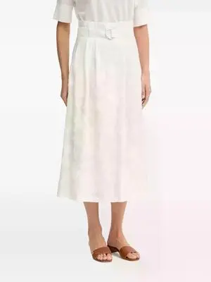 MARC AUREL Belted Jacquard-pattern Midi A-line Skirt