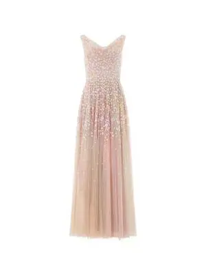 NEEDLE & THREAD Versailles Ditsy Cowl-neck Gown