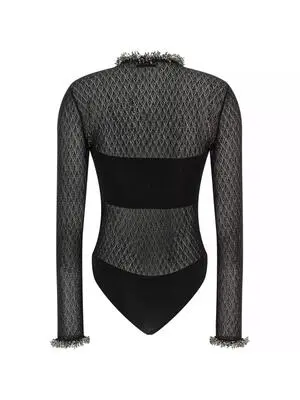 SELF-PORTRAIT Crystal-embellished Pointelle Bodysuit