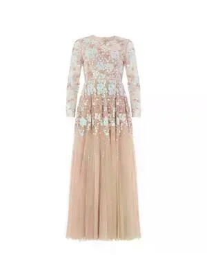 NEEDLE & THREAD Wisteria Dot Long-sleeve Gown