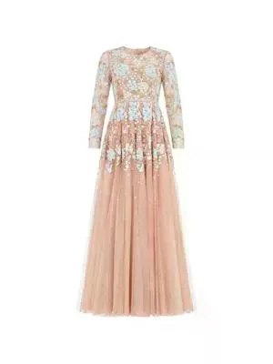 NEEDLE & THREAD Wisteria Dot Long-sleeve Maxi Gown