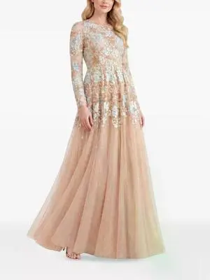 NEEDLE & THREAD Wisteria Dot Long-sleeve Maxi Gown