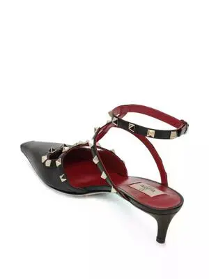 Valentino Garavani Rockstud Court Shoes In Kid-leather 40mm - Black