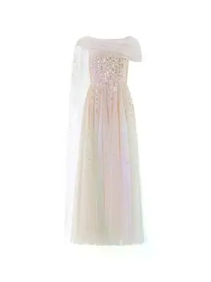 NEEDLE & THREAD Moonlight Sequin Draped Gown - Neutrals
