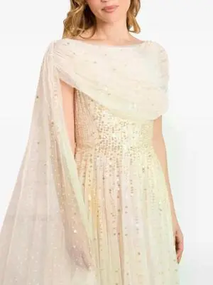 NEEDLE & THREAD Moonlight Sequin Draped Gown - Neutrals