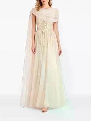 NEEDLE & THREAD Moonlight Sequin Draped Gown - Neutrals