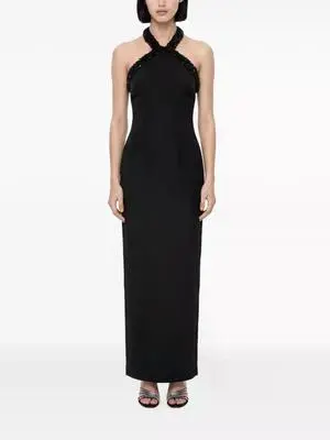 Roland Mouret Maxi Bead-embellished Halterneck Dress