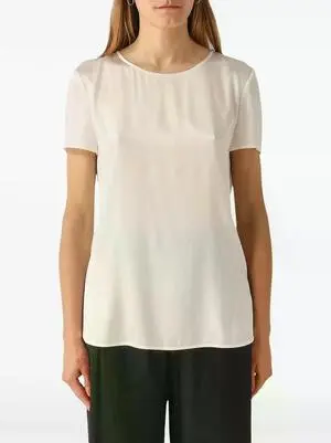 Max Mara Satin-finish Short-sleeve Top - Neutrals