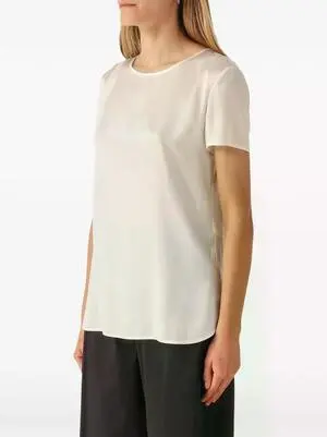 Max Mara Satin-finish Short-sleeve Top - Neutrals